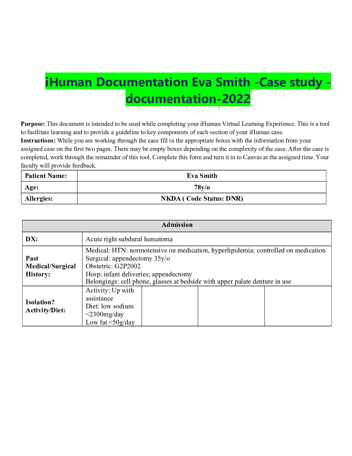 iHuman Documentation Eva Smith -Case study -documentation-2022 - Scholarfriends